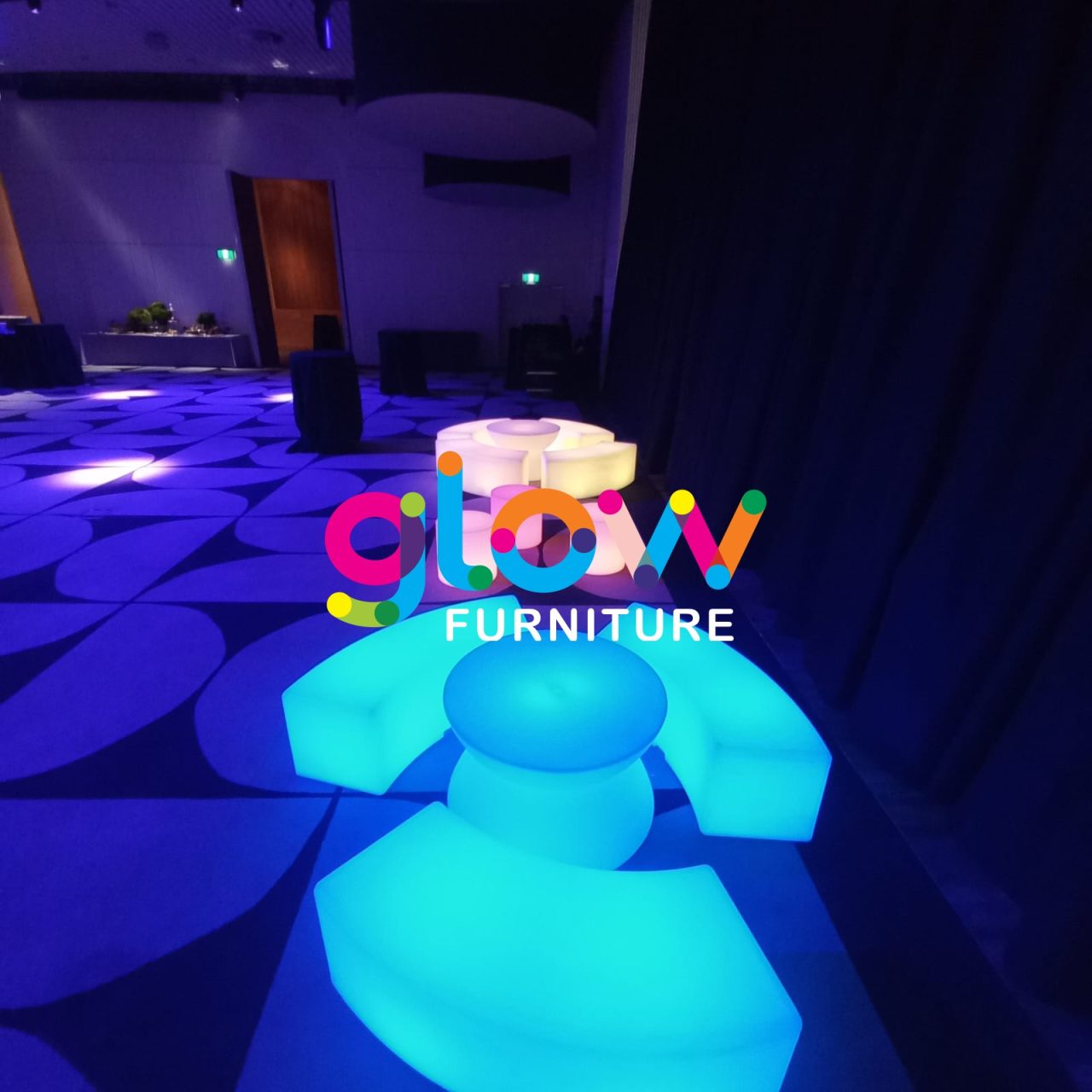 Glow curved bench hire- Sydney and Melbourne
