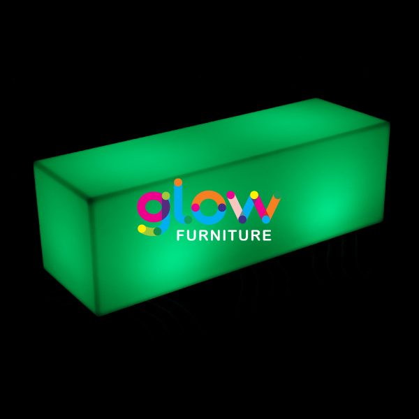 Rectangular glow bench hire- Glow ottoman hire Sydney