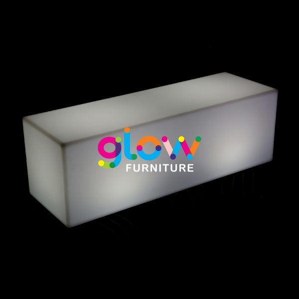 Rectangular glow bench hire- Glow ottoman hire Sydney